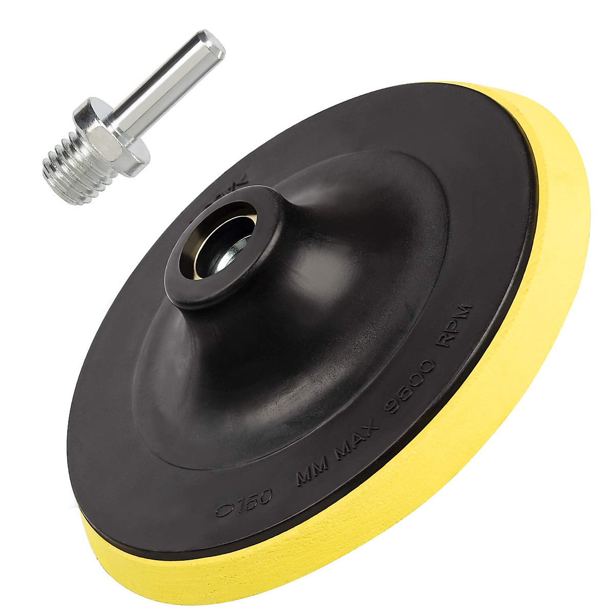 6 Inch(150mm) Hook and Loop Buffing Pad for Sanding Discs, Rotary Backing Pad with M14 Drill Attachment Adapter and Soft Foam Layer