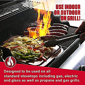 Gotham Steel Nonstick Double Grill Griddle Pan, Brown Reversible with Ti-Cerama Coating, Perfect for BBQs and More As Seen on TV-XL, X-Large