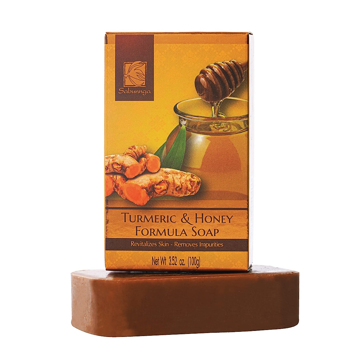 Sabunnga Turmeric Soap Bar - Natural Turmeric Soaps Honey , PH Balance Bars For Face & Body , Fade Dark Spots Gentle Exfoliating