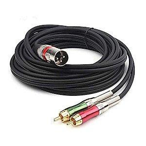 SiYear 15FT XLR Male to 2 x Phono RCA Plug Adapter Y Splitter Patch Cable, 1 XLR Male 3 Pin to Dual RCA Male Plug Stereo Audio Cable Connector(4.5M)