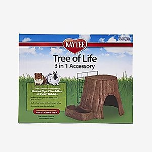 Kaytee Tree Of Life 3-In-1 Habitat Accessory Hideout/Hay Feeder/Food Dish for Guinea Pigs, Chinchillas, and Dwarf Rabbits, Large