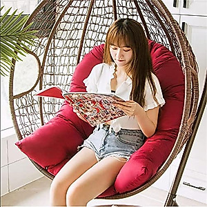 Swing Hanging Basket Chair Cushion Outdoor Indoor Egg Balcony Garden Rocking Chair Rattan Chairs Cushions Seat Mat(Cushion Only) Red