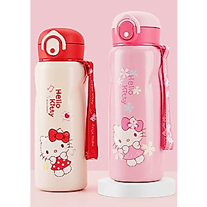 Everyday Delights Hello Kitty Stainless Steel Insulated Water Bottle with Strap White 480ml