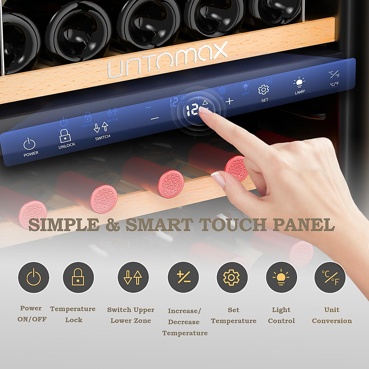 UNTOMAX 56 Bottles Wine Fridge Retro Dual Zone Wine Cooler Refrigerator, 41F-72F Freestanding Wine Cellar for Red/White/Champagne, Temperature Memory Quiet Compressor for Kitchen/Office, Off White