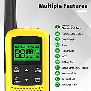 Walkie Talkies for Adults - COTRE Two Way Radios, Long Range USB Rechargeable Walkie Talkies w/ 2662 Channels, NOAA & Weather Alerts, VOX Scan, LED Lamp for Outdoor Activities, Yellow