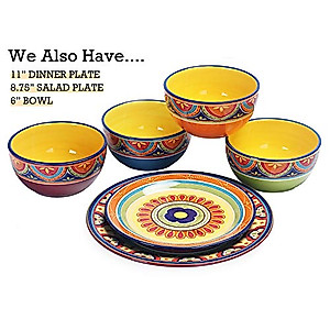 Bico Tunisian Ceramic Dinner Plates Set of 4, Microwave & Dishwasher Safe, Set of 4, 11 inch, for Pasta, Salad, Maincourse