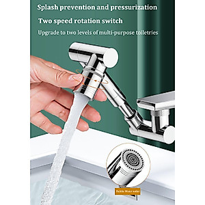 Timnamy Faucet Attachment, 1440° Extendable Robotic Arm Faucet, 2 Mode Multi Angle Rotating Faucetfor Kitchen Bathroom Sink with Height Adjustment and Splash Prevention (Black)
