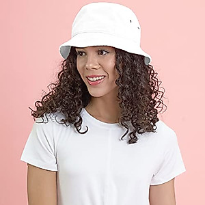 The Hat Depot 300N Unisex 100% Cotton Packable Summer Travel Bucket Sun Fishing Hat (S/M, White)