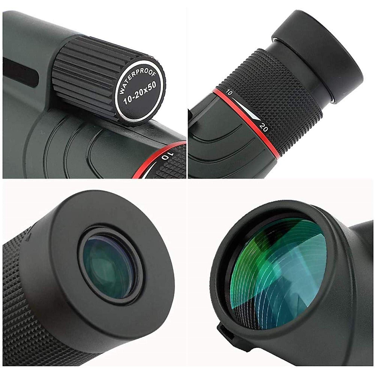 ROLTIN 10-20x50 High Power Zoom Monocular Compact IPX7 Waterproof BAK4 Prism FMC Lens Monocular for Adult Bird Watching, Outdoor Hunting, Travel, Sightseeing Adults