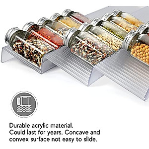 SZWQILIN Spice Drawer Organizer,Spice Rack Drawer for Kitchen, 4 Tier Acrylic Drawer Spice Organizer for Jars and Packets,Expandable From 11" to 22" 8 Pack (Clear)