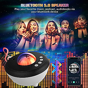Galaxy Projector for Bedroom,Northern Lights Aurora Projector,Music Speaker Star Light Projector,8 White Noise Night Light Projector Works with Phone App for Kids Adults Room Decor Ceiling Party