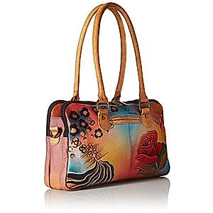 Anna by Anuschka womens Satchel Handbag Genuine Leather, Rose Safari, No Size US