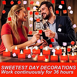 Candles and Rose Kit, 24pcs Tea Lights Candles and 3000pcs Artificial Rose Petals, Valentine Candles, Ideal for Valentine's Day, Romantic Propose, Anniversary, Wedding Decoration.Best Ideal for Gift
