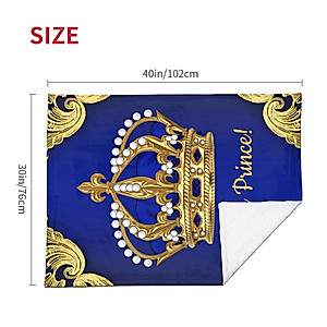 ANEWNICE Lingtoolator oyal Blue Gold Prince Crown Baby Blanket Super Soft 30 X 40 Inch, Receiving Blankets (Royal Blue Gold Prince Crown)