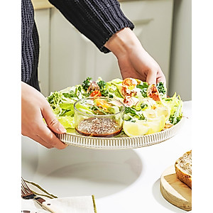 getstar 10.5” Ceramic Dinner Plates, Set of 4, Microwave & Dishwasher Safe, Salad Pasta Deep Plates with Embossments Set of 4