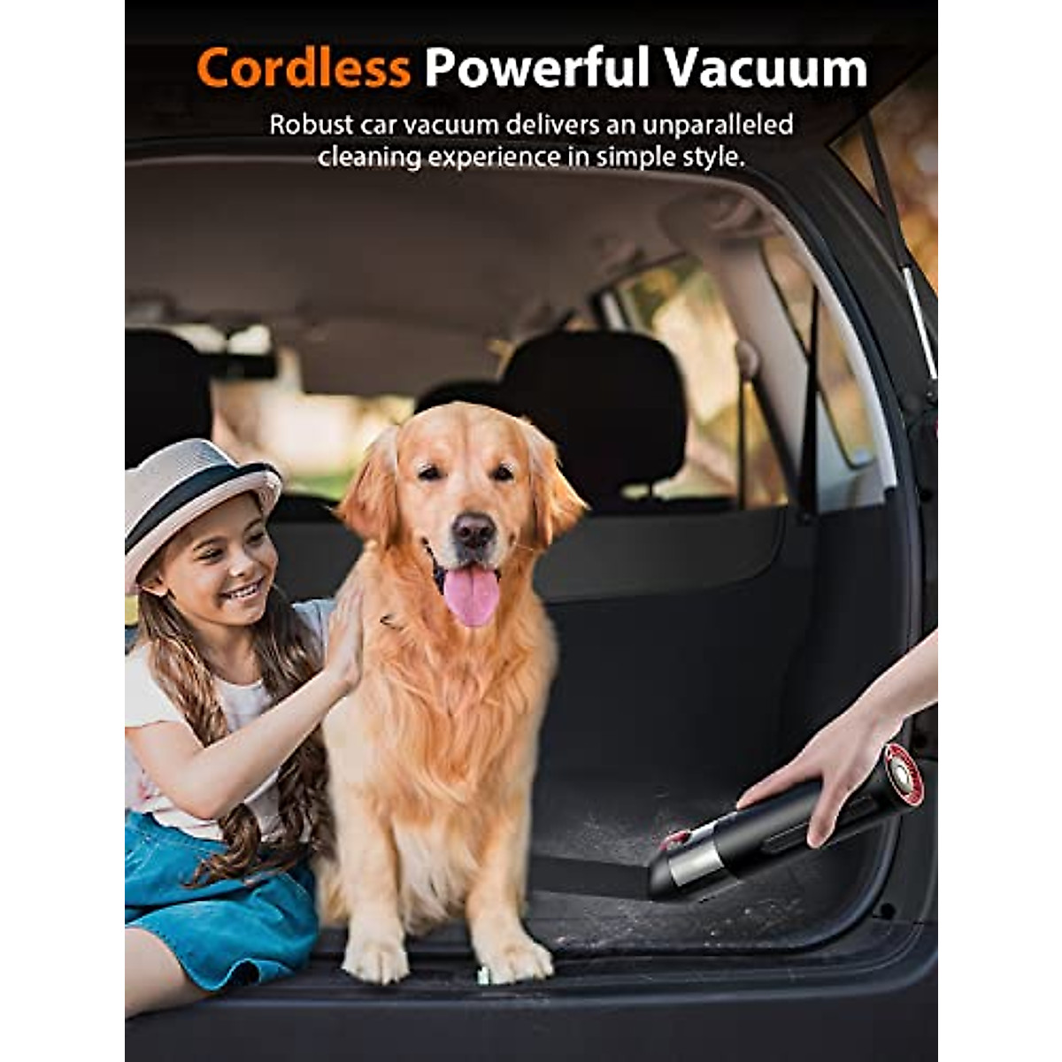 CAFELE Car Vacuum Cordless Rechargeable, 【Instant Car Interior Clean】Portable 7500mAh Wireless Handheld Car Vacuum Cleaner, Mini Battery Operated Car Vacuum for Pet Hair, Food Crumbs, Detail Cleaning
