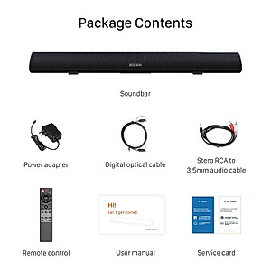 BESTISAN Sound Bar, 100Watt Soundbar for TV, Wired & Wireless Bluetooth 5.0 Sound Bar(40 Inch, 6 Drivers, Optical, HDMI-ARC)