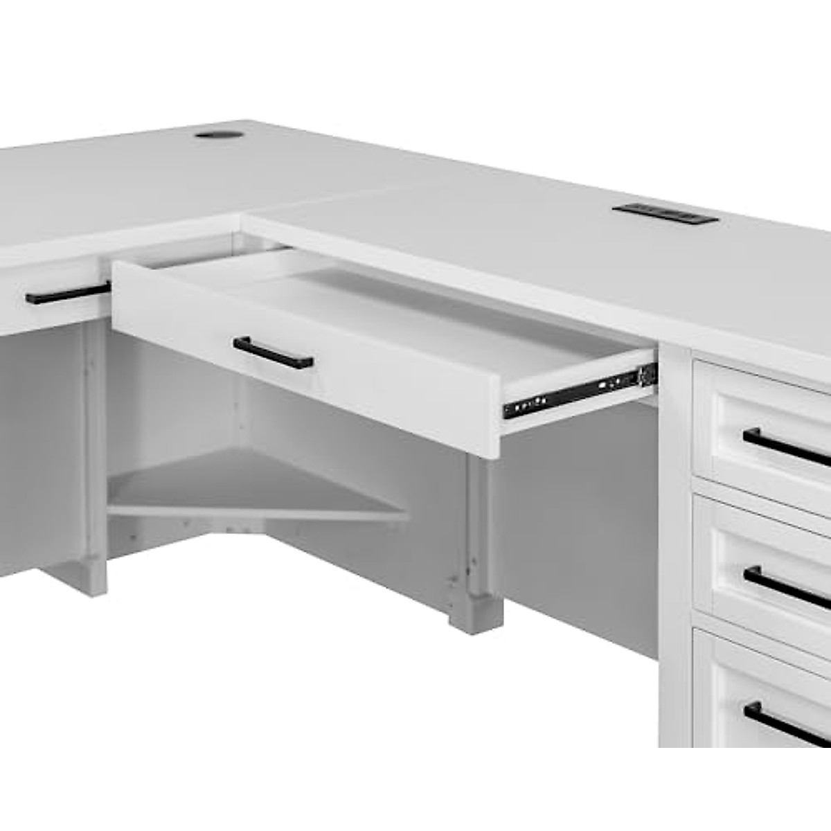 Modern Wood L-Desk & Return Writing Table & Return Office White