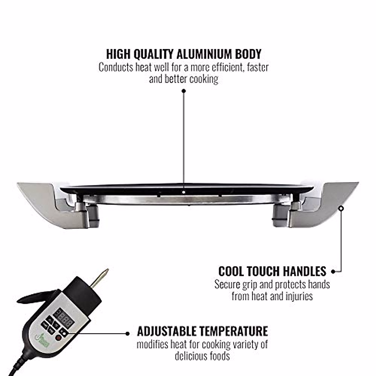 Addis Griddle (Mitad/Mogogo) –16 inch Digital Electric Griddle for Injera, Lefse, Pancake – Even Heat Distribution