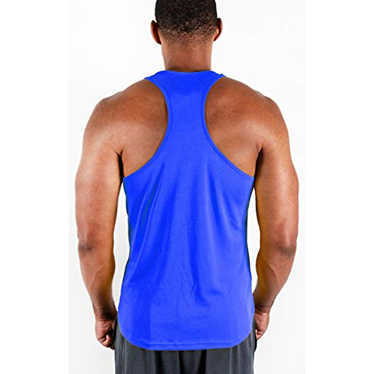 DEVOPS 3 Pack Men's Y-Back Dri Fit Muscle Gym Workout Tank Top (3X-Large, Black/Navy/Blue)