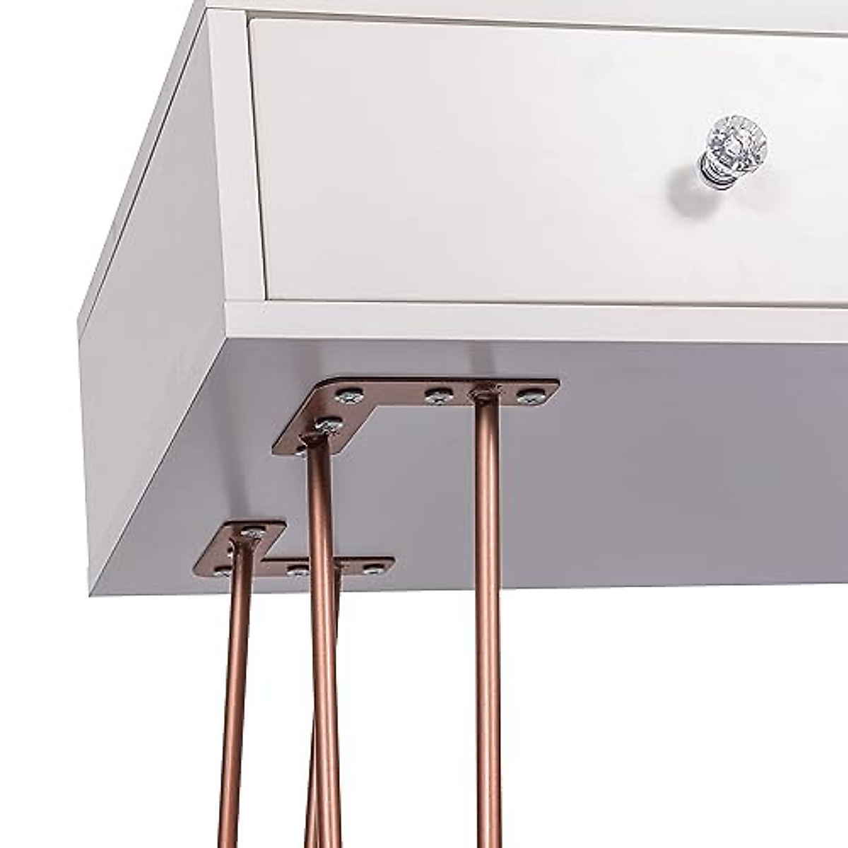 Kindmin Makeup Vanity Table Set with 3 Modes Adjustable Lighted Mirror Cushioned Stool, Dressing Table for Small Space
