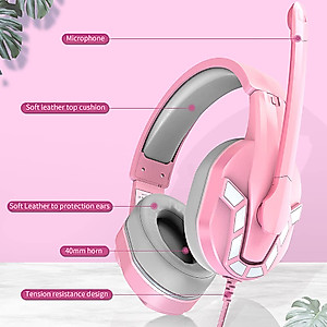 Kikc PS4 Gaming Headset with Mic for Xbox One, PS5, PC, Mobile Phone and Notebook, Controllable Volume Gaming Headphones with Soft Earmuffs, Headphones for Kid