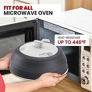 Maywe Tanso Collapsible Microwave Cover for Food,Large 11" Microwave Splatter Cover Silicone Splatter Guard Lid for 6-11 inch Plate Dish Bowl,Dishwasher Safe|Heavy Duty|BPA Free