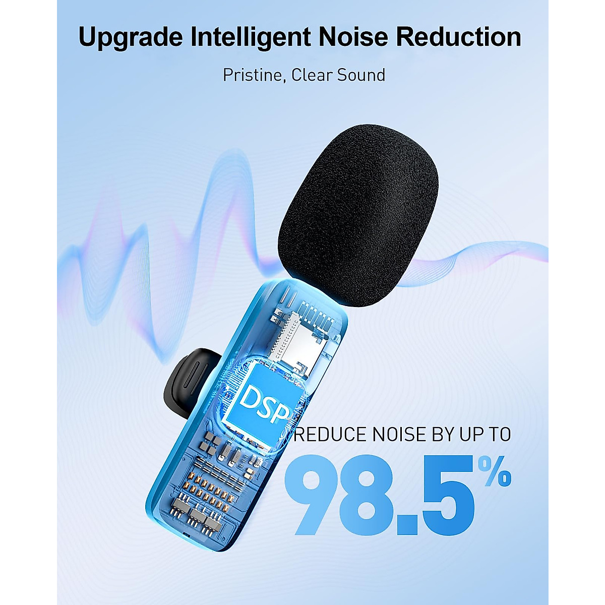 MENERESAS Mini Microphone, 3 in 1 Wireless Lavalier Microphones for iPhone, iPad, Camera and Android Devices, Noise Reduction Lapel Mic, Clip on Mic for Video Recording Vlog, YouTube, Interview