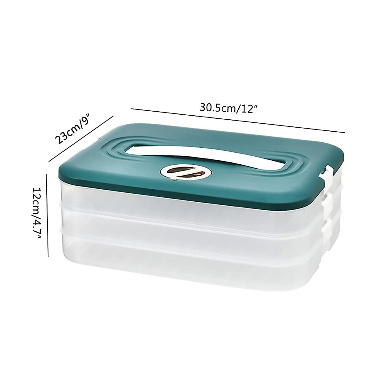 YQkoop Refrigerator Food Shelf Dumpling Storage Box, 3 Layered Stackable Plastic Storage Bins Tray Container with Lid for Bathroom, Food, Snack, Fruit, Vegetables