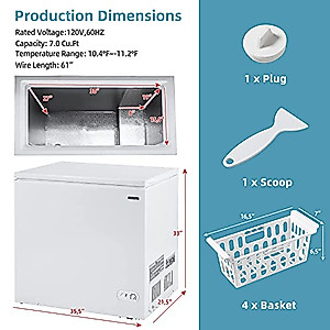 COSTWAY Chest Freezer, 7.0 Cu.ft Upright Single Door Refrigerator with 4 Removable Baskets, Compact Freezer with Manual Defrosting & Mechanical Temperature Control for Apartments, Dormitories Garage