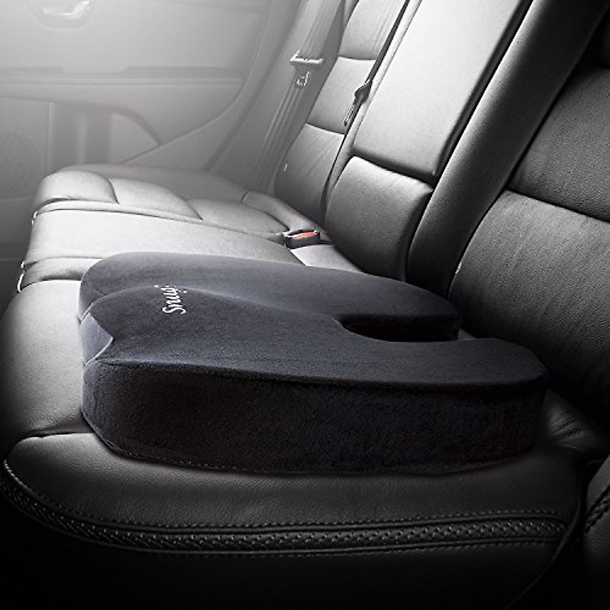 SnugPad Black Memory Foam Seat Cushion - Sciatica, Back, Hip, and Tailbone Pain Relief, Firm Version, Support for Office Chair, Wheelchair, Car. Non-Slip Orthopedic Coccyx Memory Foam (2 Pack)