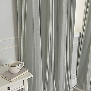 Best Home Fashion uMIXm Tulle Sheer Lace and Blackout 4 Piece Curtain Set – Antique Bronze Grommet Top – 52" W x 84" L – (Set of 4 Panels) (52" W x 84" L - Each Panel, Moss)