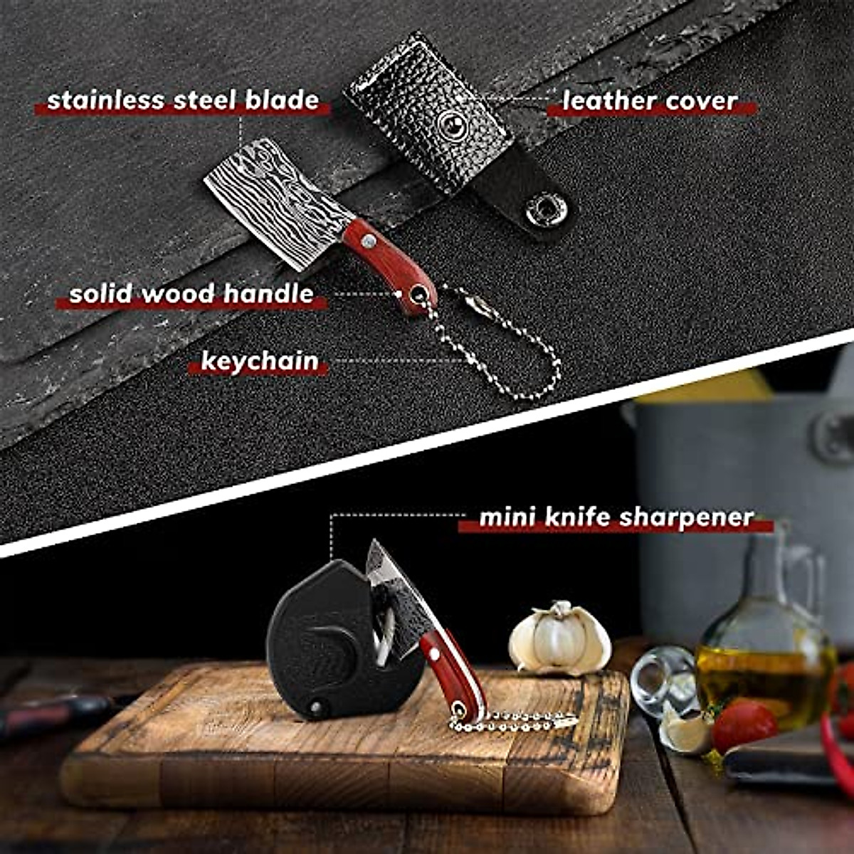 Mini Knife Set, Mini Pocket Knife Set, Tiny Knife Chef Keychain with Sheath for Package Opener Box Cutter Letter Opener-7pcs+3tools