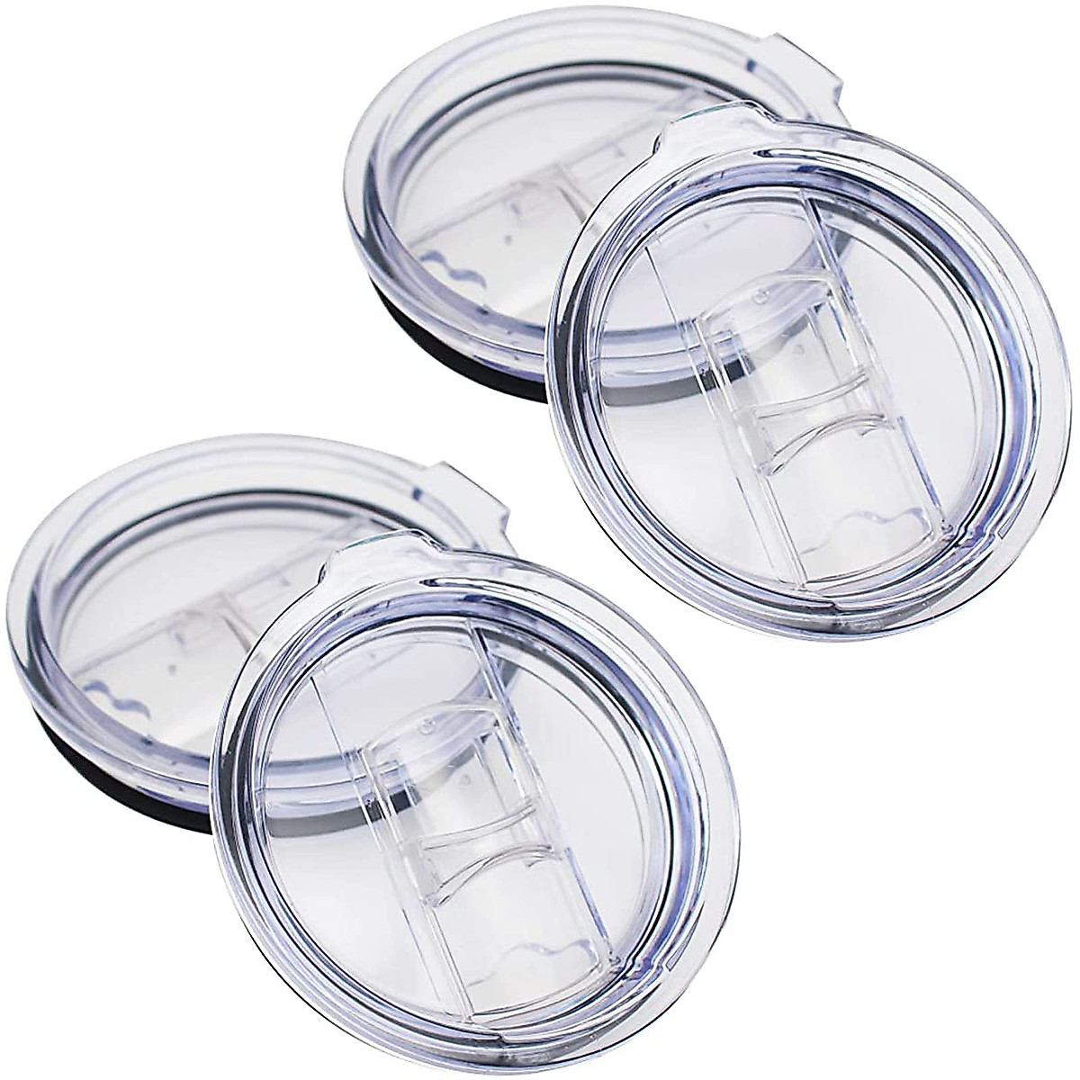 Asande Tumbler Lids Spillproof 20oz,Splash Resistant for Yeti Rambler,Old Style RTIC,Ozark Trail,Coffee Mug and More Cooler Cup,Splash Proof Open - Close Slide Lid Straw Friendly 4Pack, White-4Pack