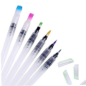 VILLFUL 9 Pcs Water Color Brush Pens Ink Pen Set Water Soluble Colored Pencils Flat Pen Writing Brush Painting Pen White Pointy Watercolor Brush Water Brush Pen Water Coloring Brush Pen