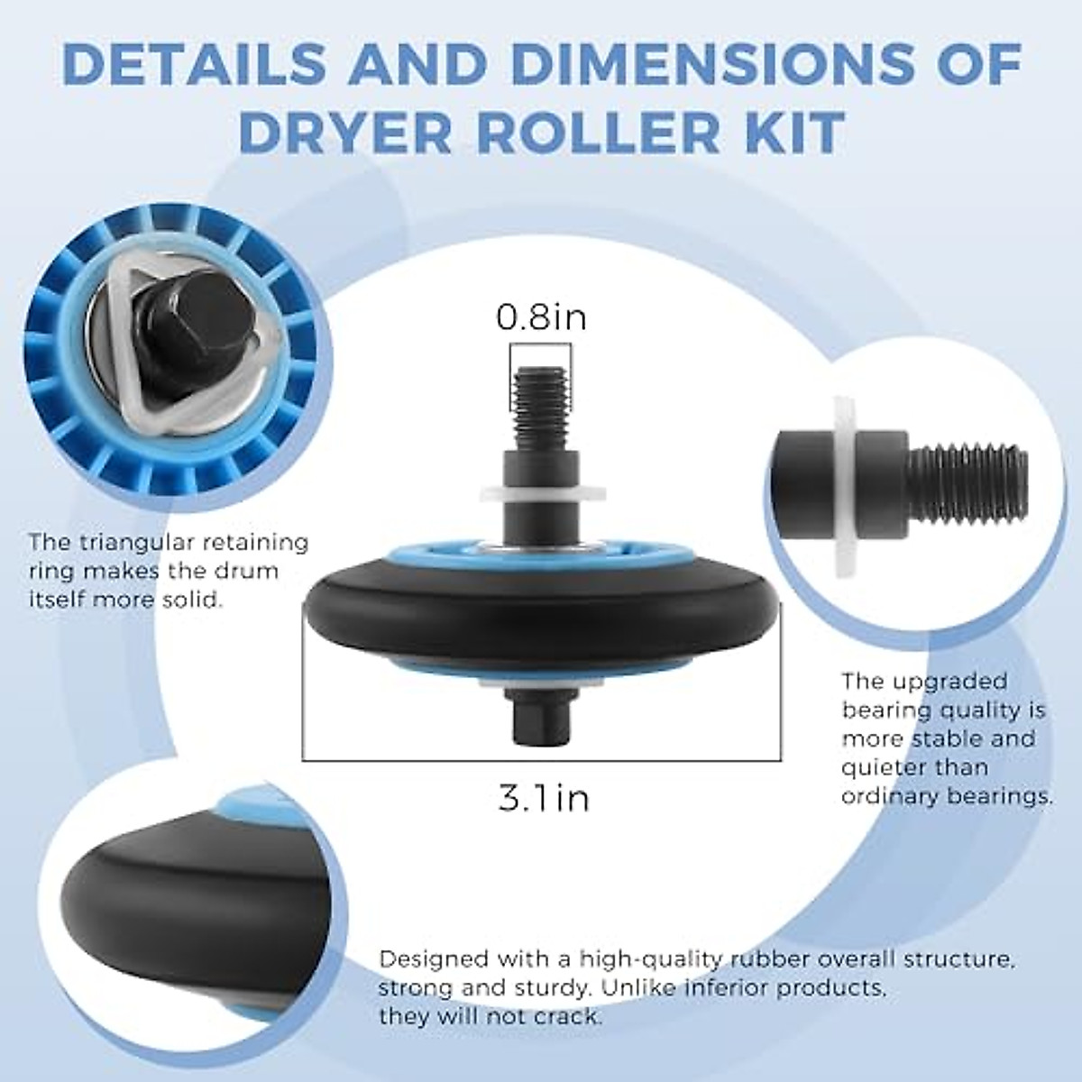 Upgraded DC97-16782A Dryer Parts Fit for Samsung dryer roller replacement kit DV45H7000EW/A2 DV42H5000EW/A3 includes DC97-16782A Dryer Roller 6602-001655 Dryer Belt DC93-00634A Idler Pulley