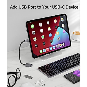 Syntech USB C to USB Adapter, 2 Pack USB C to USB3 Adapter,Thunderbolt 3 to USB Female Adapter OTG Cable Compatible with iPhone 16/15 Pro Max, iPad Air 2020, MacBook Pro, Air and More Space Gray