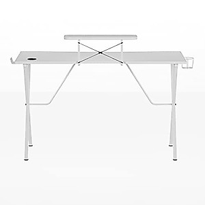 Flash Furniture Gaming Desk - White Computer Desk - 51.5" Gamers Table with Cup Holder, Headphone Hook, and Monitor/Smartphone Stand