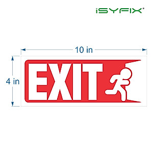 iSYFIX Exit Signs Stickers – 3 Pack 10x4 Inch – Premium Self-Adhesive Vinyl, Laminated for Ultimate UV, Weather, Scratch, Water and Fade Resistance, for Office, Buildings, Workplace, Indoor & Outdoor