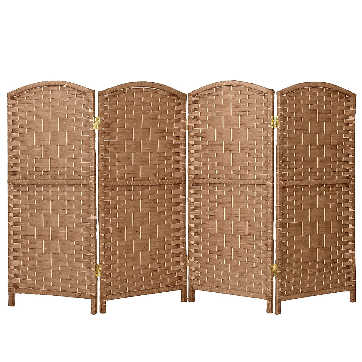 Red Lantern 3 ft. Short Diamond Weave Fiber Folding Screen - Natural - 4 Panel