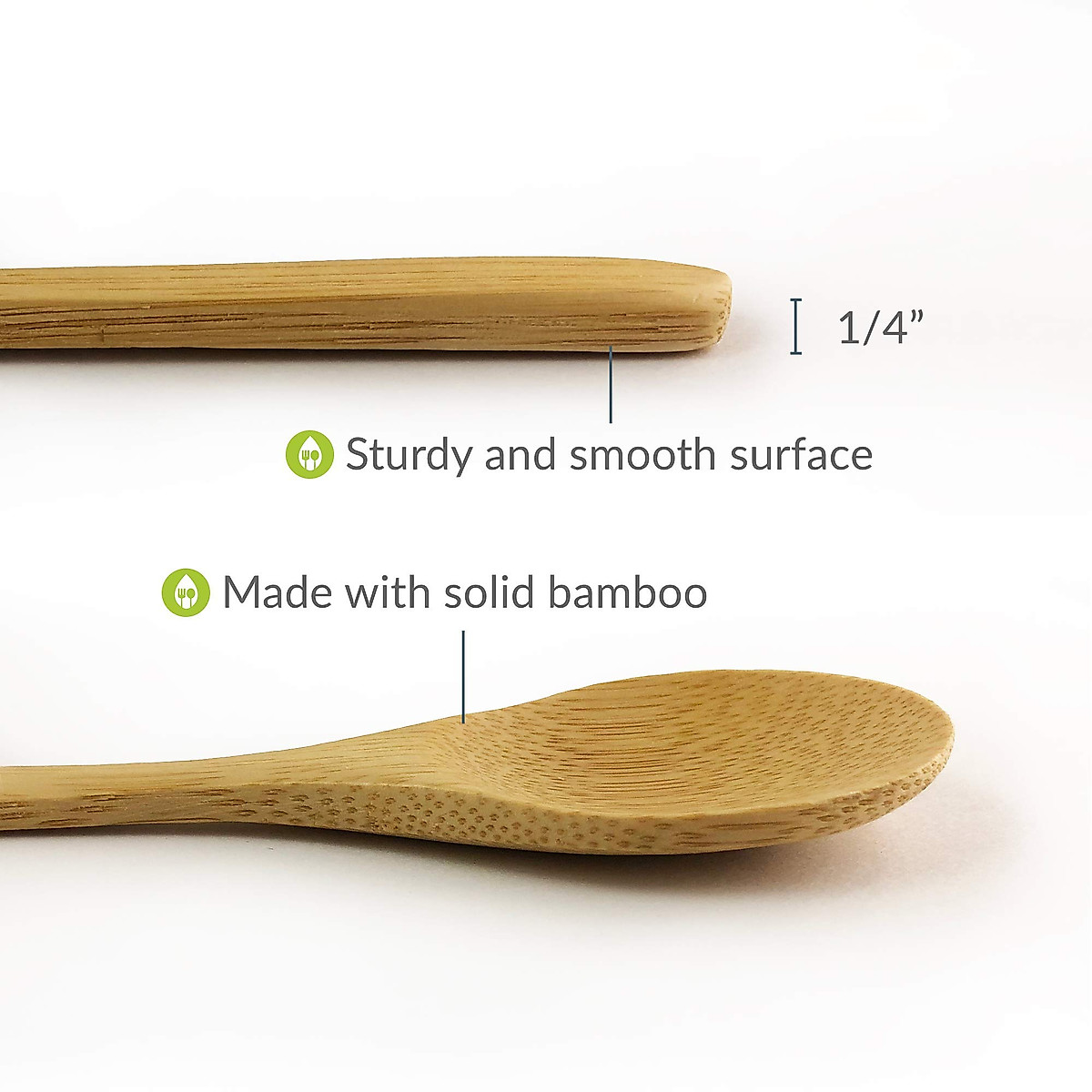 JapanBargain 3807, Pack of 10 Solid Bamboo Dinner Spoons Soup Spoons, 8-inch