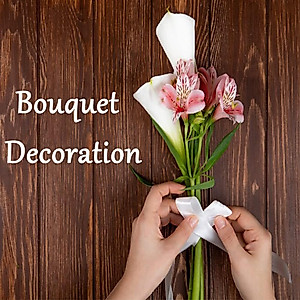 Isaspire 1" Width x 50 Yards Satin Fabric Ribbon, White Ribbon Perfect for DIY Bows, Swags, Gift Wrapping, Craft, Flower Bouquet，Christmas and Party Decoration