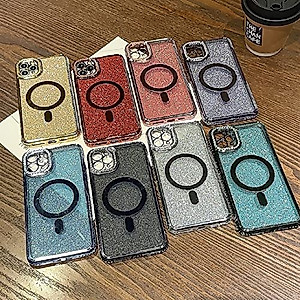 Cyberowl iPhone 13 Pro Max Glitter Case [Compatible with MagSafe] Lightweight and Luxury Plating Cute Bling Shockproof Raised Full Camera Lens Protective Rugged TPU Case Girls Women Covers Gold