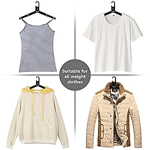 Sazfli 3-Pack Foldable Travel Hangers, Portable Lightweight Aluminium Alloy and Durable Collapsible Hanger with Storage Bag for Camping Traveling Outdoor, Black