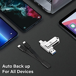 Auto Back Up for All Devices 512GB iPhone iPad Android Phones Mac and Windows Computer Storage Device Stick Picture Transfer Stick for iPhone USB Flash Drive Photos and Videos Back up Memory Stick