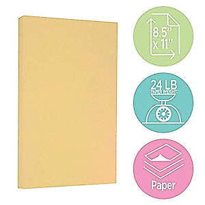 JAM PAPER Parchment 24lb Paper - 90 gsm - 8.5 x 11 - Antique Gold Recycled - 100 Sheets/Pack