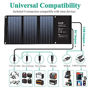BLAVOR Portable Solar Panel, 30W Solar Panel Charger Compatible with Solar Generators, iPhone, Ipad, Laptop, Solar Battery Charger with QC3.0 24W & DC18V1.6A Output for Outdoor RV Camping