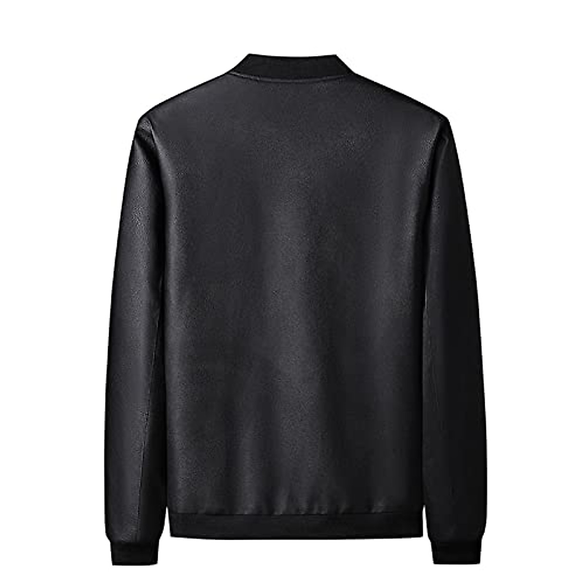 Maiyifu-GJ Men Stand Collar Leather Jacket Winter Warm Faux Leather Motorcycle Jackets Casual Pu Zip Up Bomber Biker Coat (Black,5X-Large)