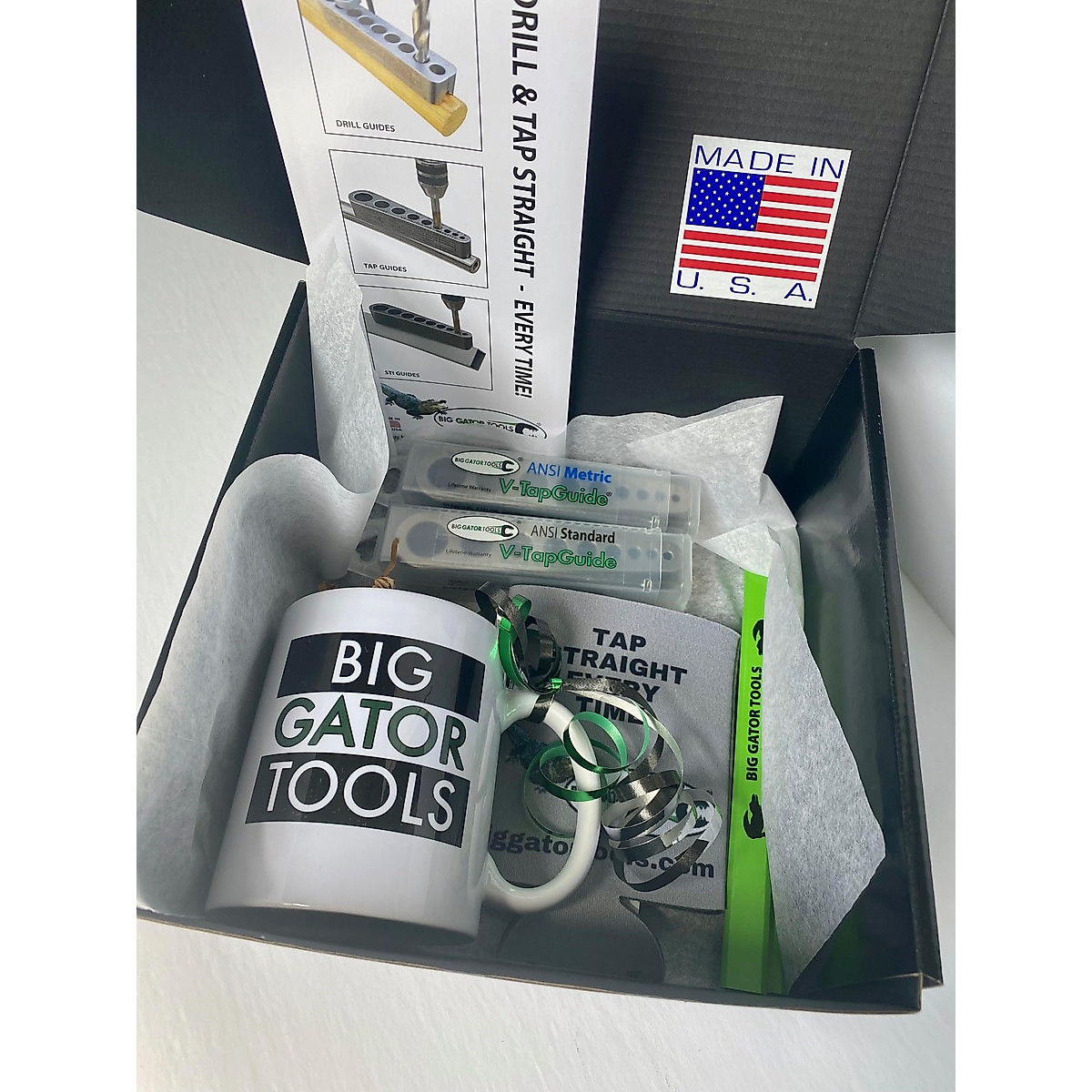 Tap Gift Set- 2 tools, 2 carpenter pencils, mug, can cooler, stickers + more-10 piece assortment - Fun gift for men or women - birthday anniversary holiday Christmas get well Big Gator drill + tap
