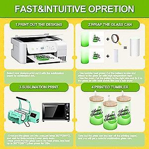 Stamp colour Sublimation Glass Cans Blanks Straight Skinny Tumbler 16 OZ Colorful 5 pcs With Bamboo Lid and Clear Glass Straw for Mug Tumbler Heat Press Machine Iced Coffee,Juice,Soda,Drinks